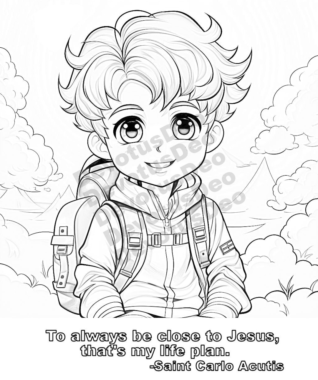 Saint Carlo Acutis Catholic Coloring Page, Christian, Instant Download ...