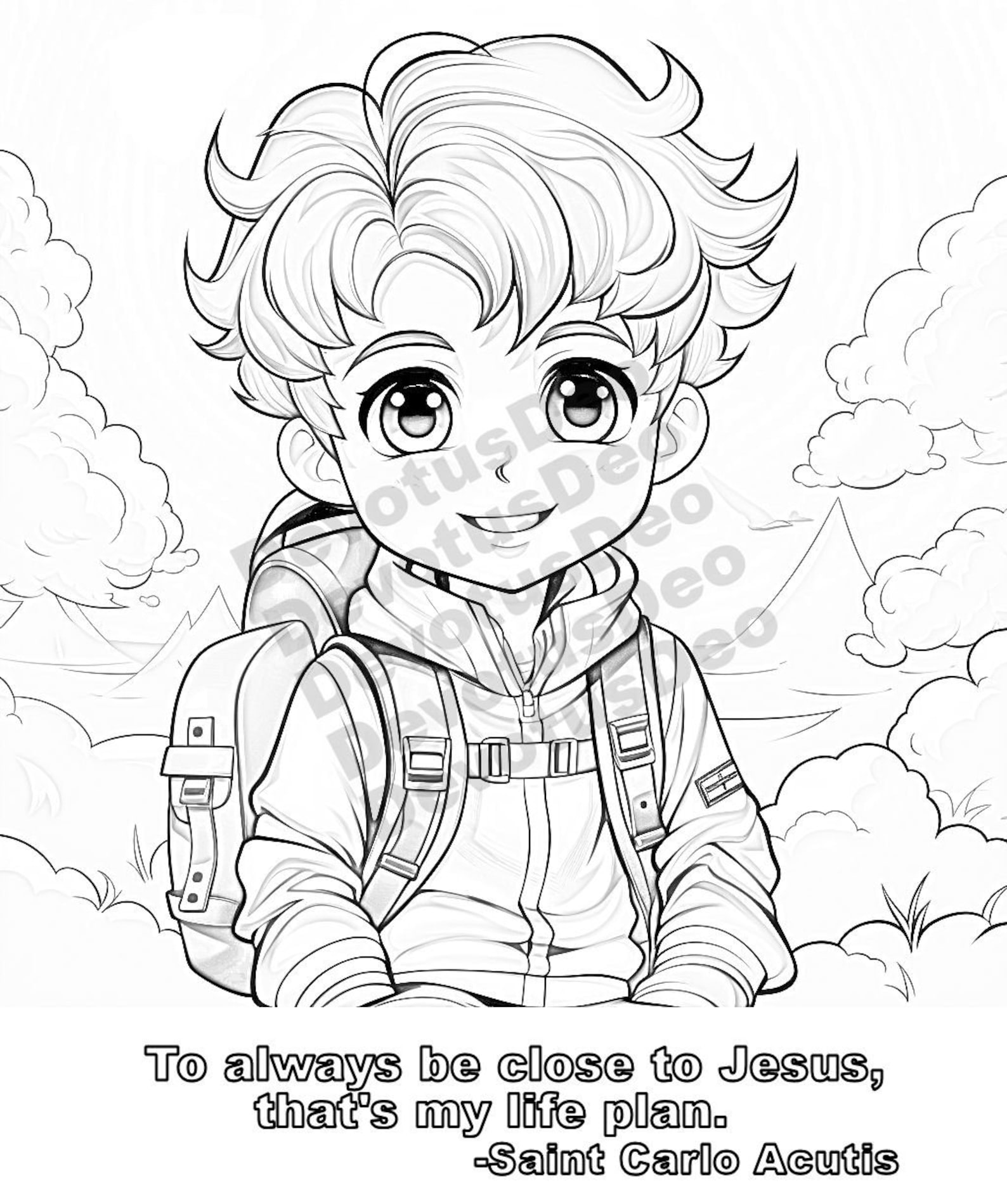 Saint Carlo Acutis Catholic Coloring Page, Christian, Instant Download ...