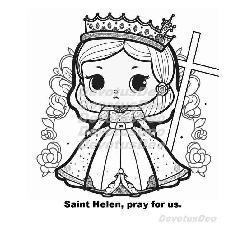 Catholic Coloring Page Saint Helen Christian Instant - Etsy