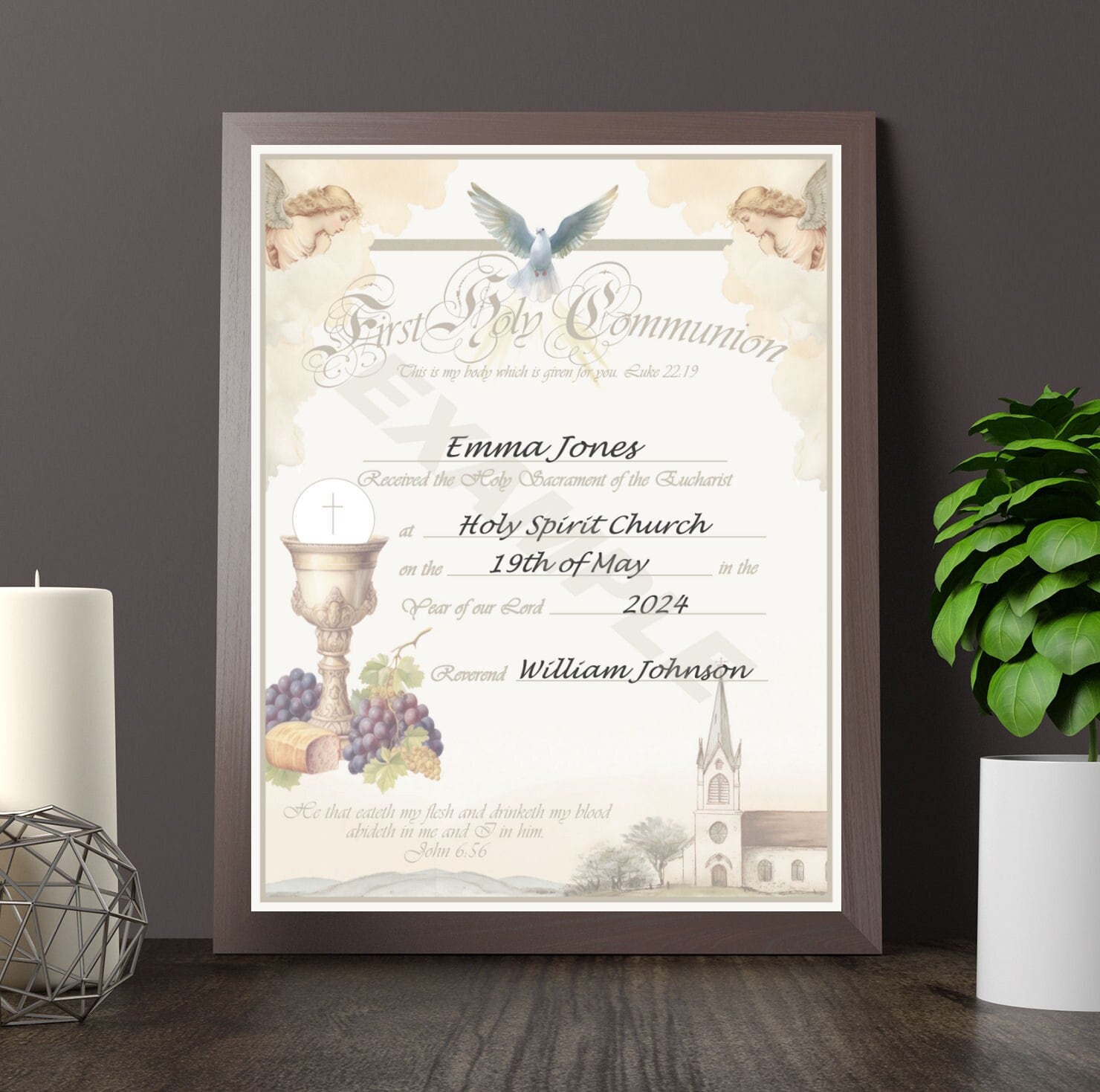First Holy Communion Certificate, Customizable, Downloadable, Template ...