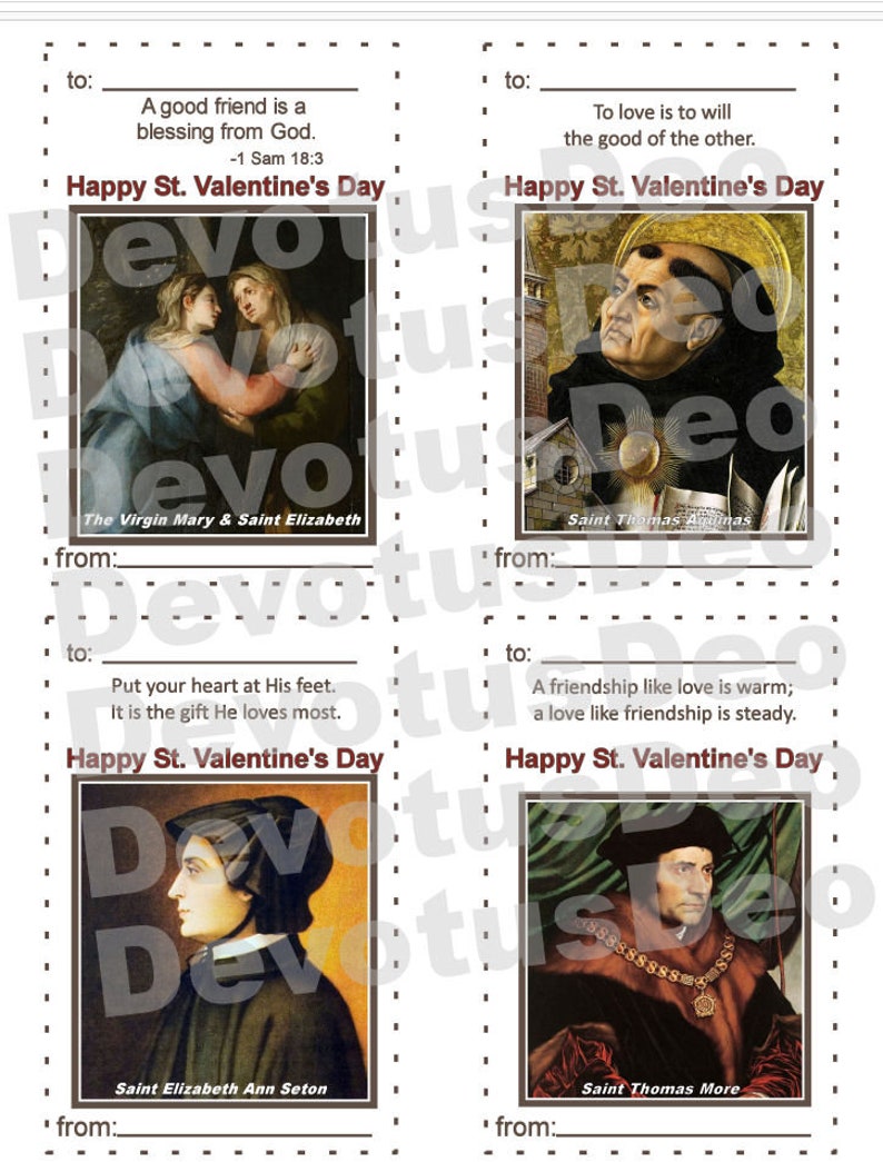 Printable Catholic Saint Valentine Day Cards, Downloadable, Saint ...