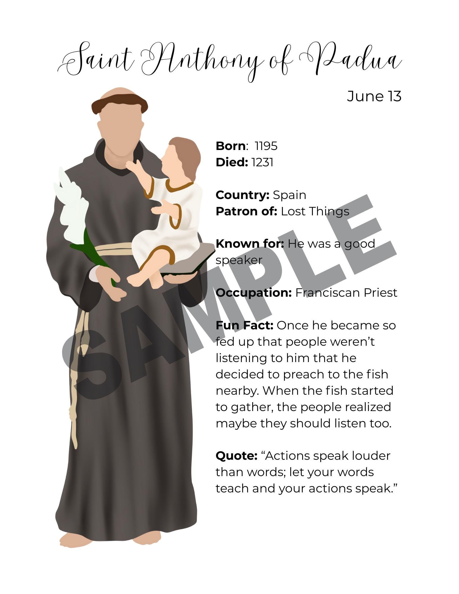 Catholic Saint Posters: Catholic Wall Art Prints (digital Download, PDF ...