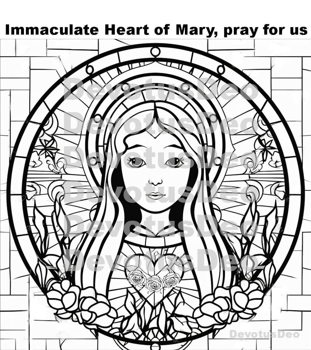 Immaculate Heart of Mary Catholic Coloring Page, Our Lady, Christian ...
