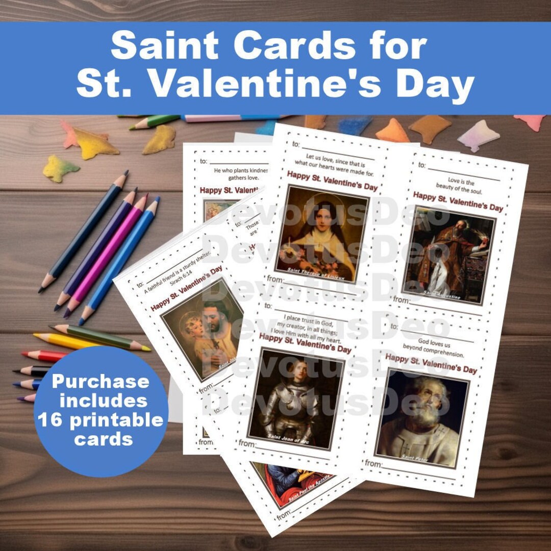 Printable Catholic Saint Valentine Day Cards, Downloadable, Saint ...