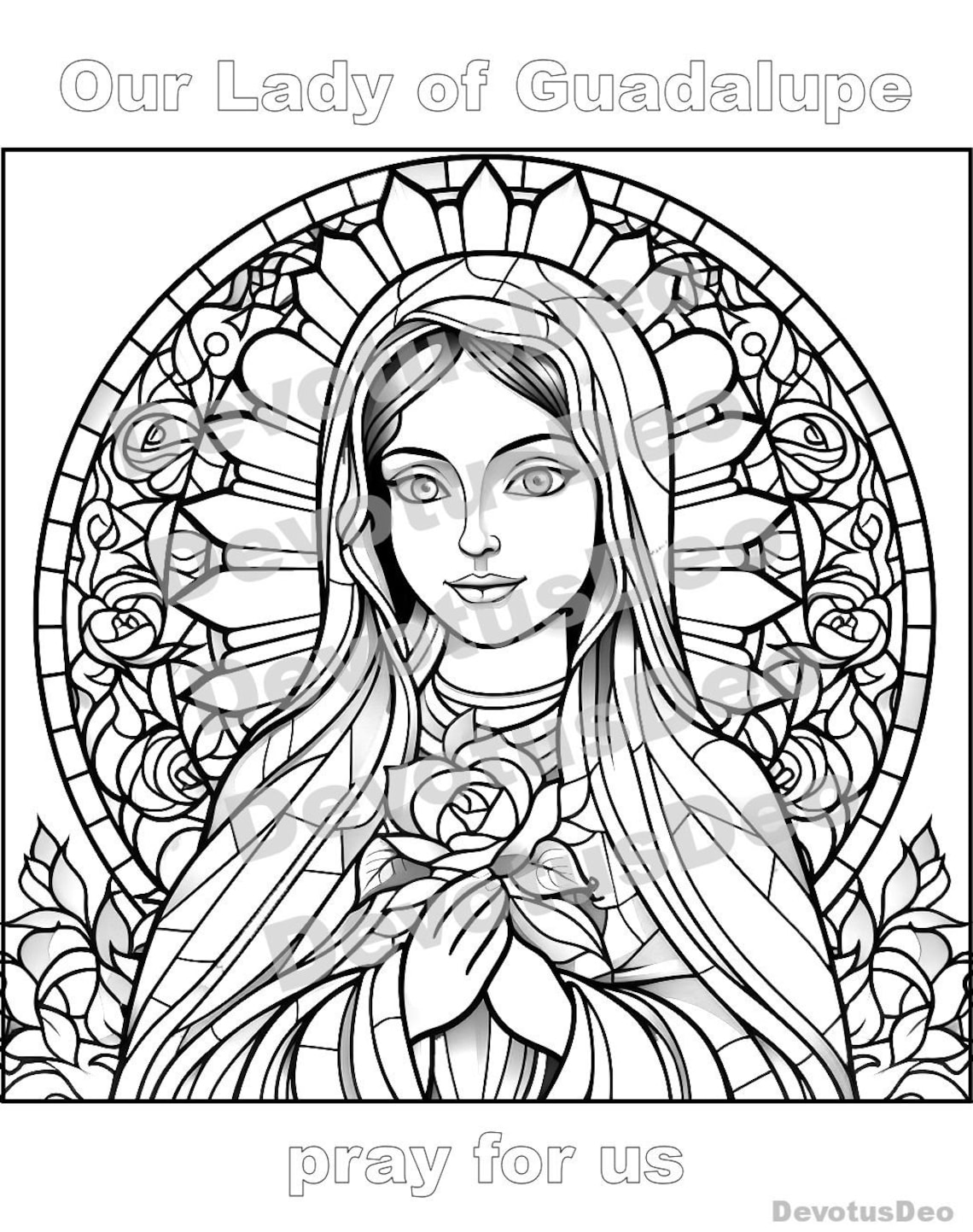 Our Lady of Guadalupe Catholic Coloring Page, Mary, Christian, Instant ...