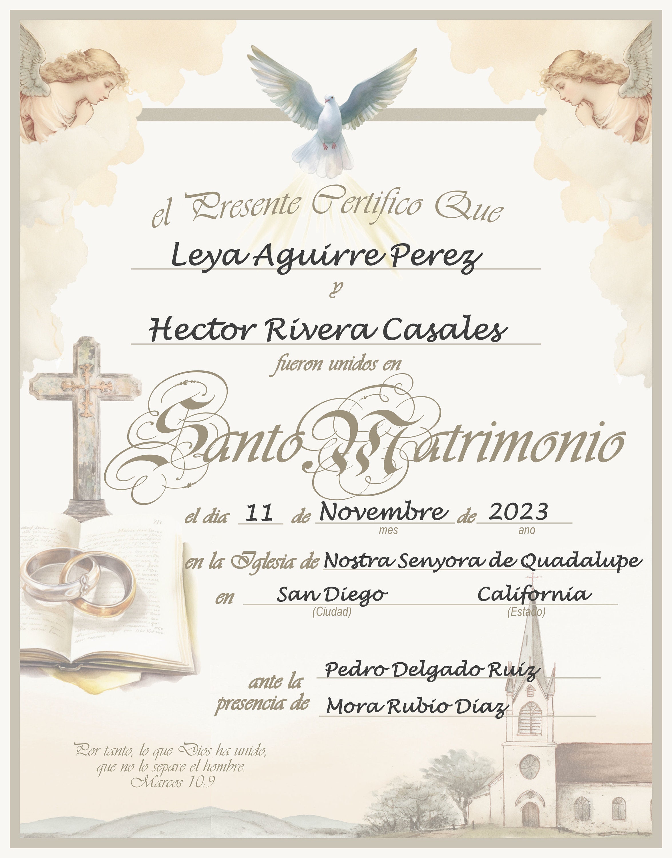 Certificado De Santo Matrimonio Certificado, Personalizable Descargable ...