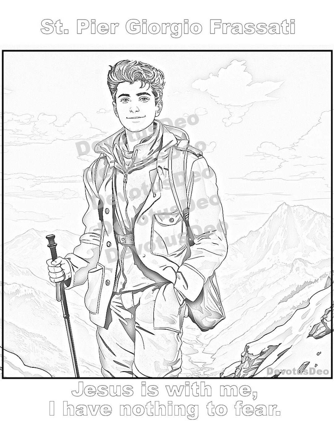 Saint Pier Giorgio Frassati Catholic Coloring Page, Christian, Instant ...