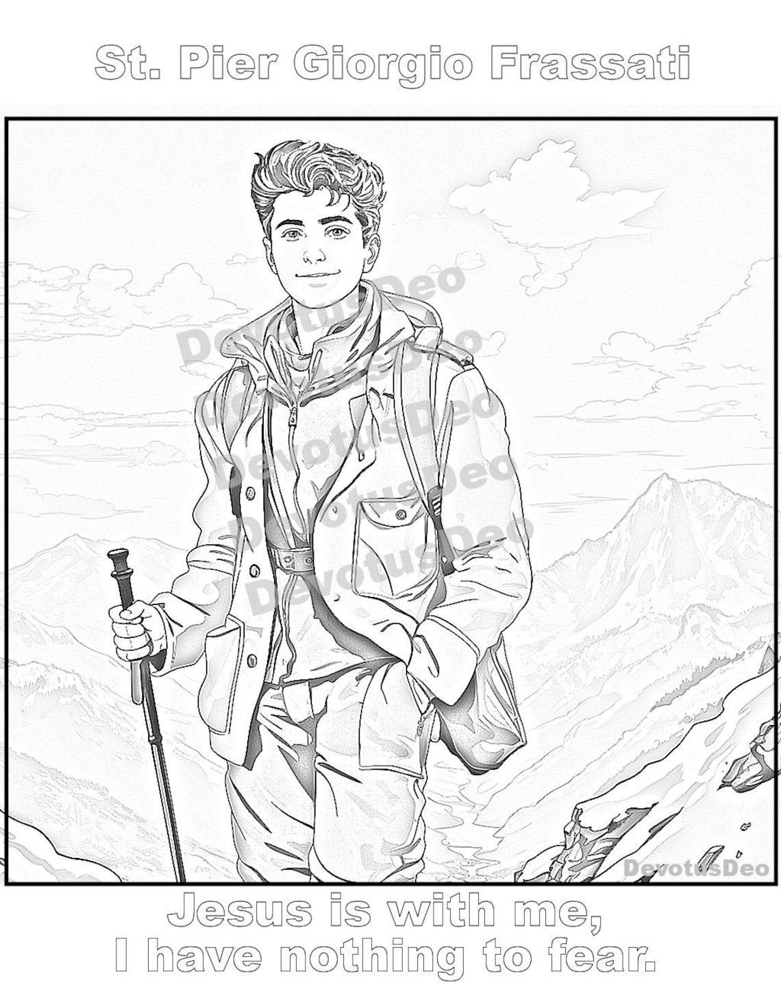 Saint Pier Giorgio Frassati Catholic Coloring Page, Christian, Instant ...
