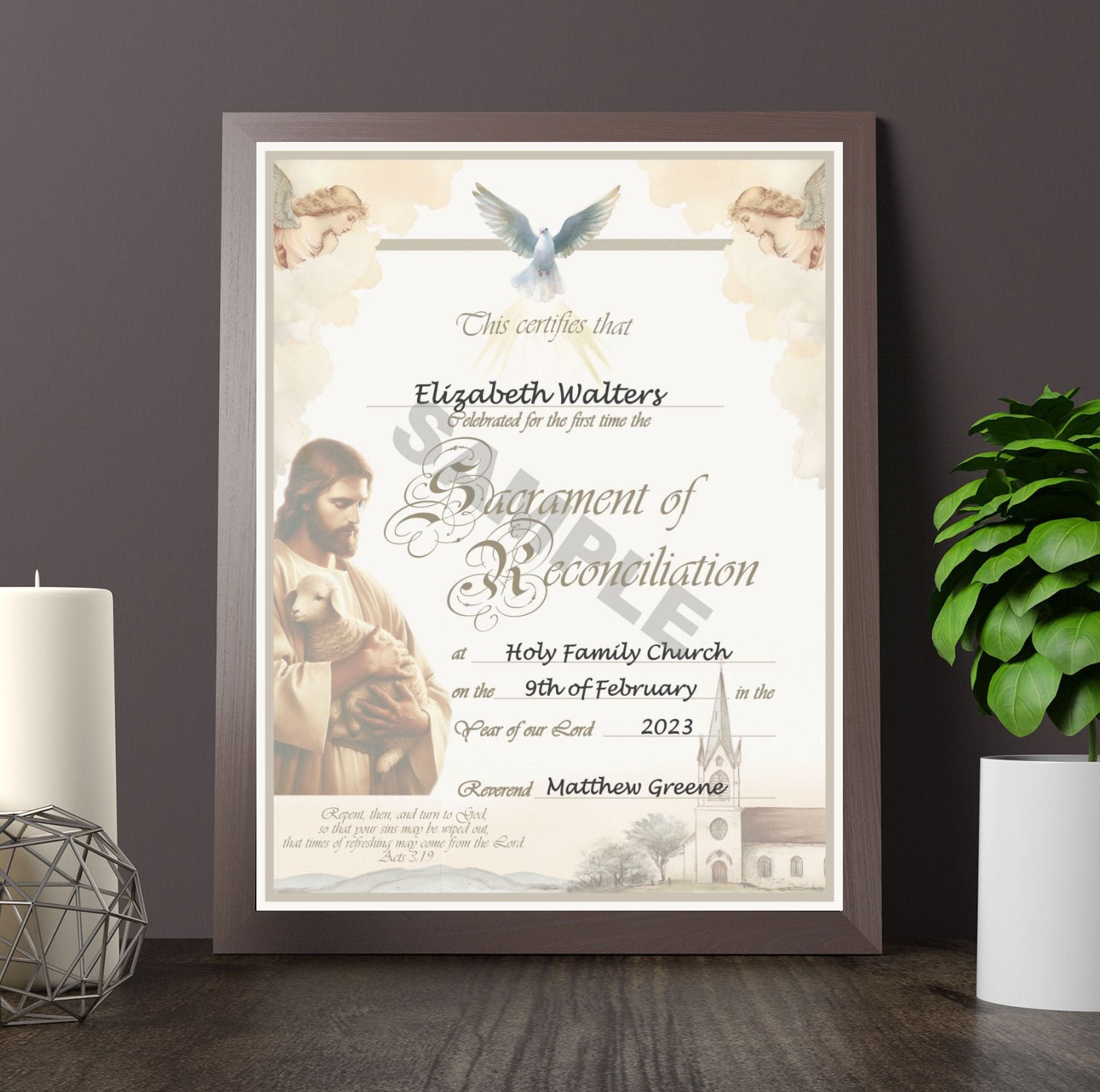 First Reconciliation Certificate, Customizable, Confession, Template ...