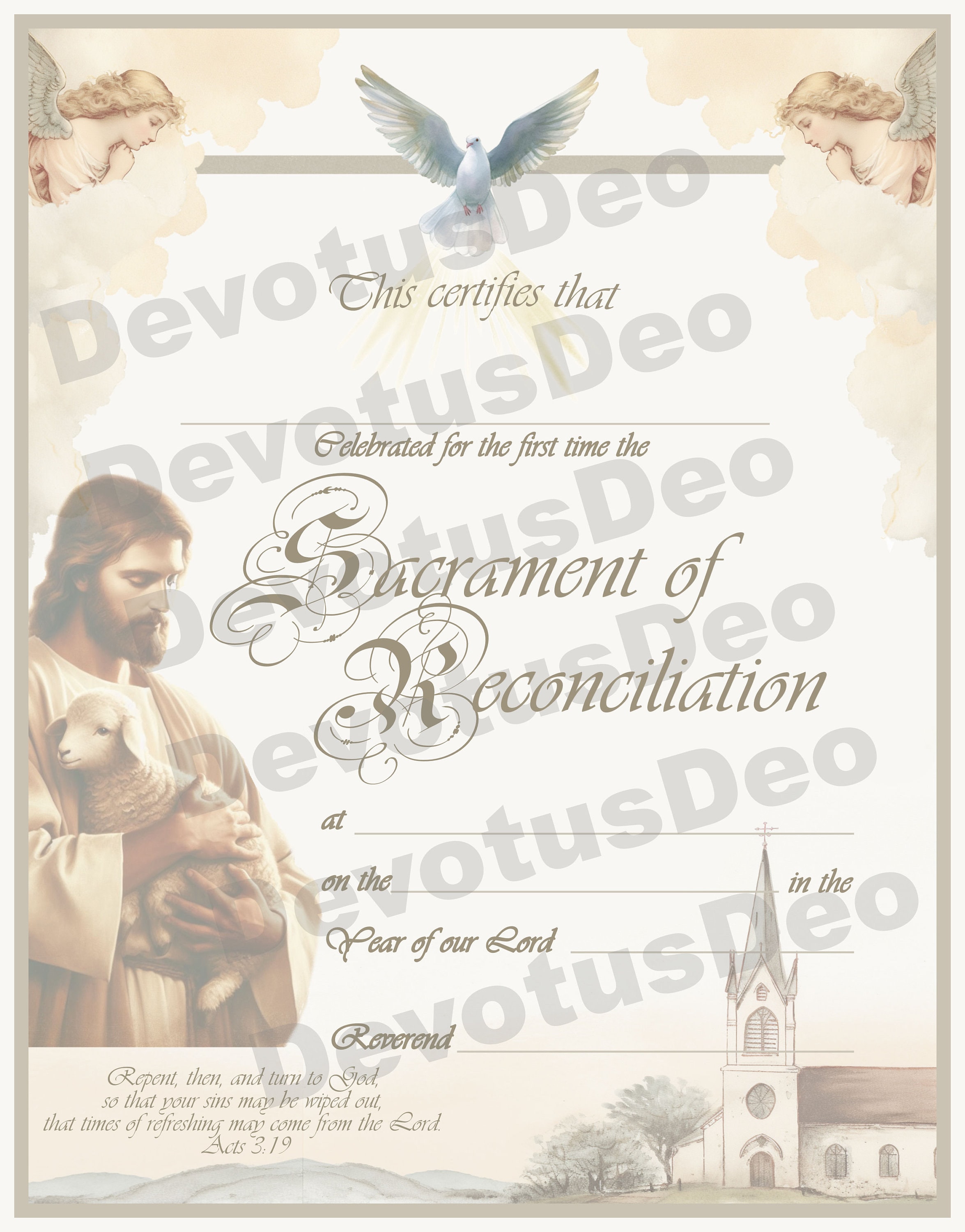 First Reconciliation Certificate Confession Downloadable - Etsy