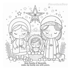 Catholic Coloring Page, Nativity, Mary, Joseph. Jesus, Christian ...