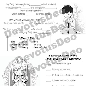 Printable Act of Contrition, Catholic Worksheet, Downloadable - Etsy