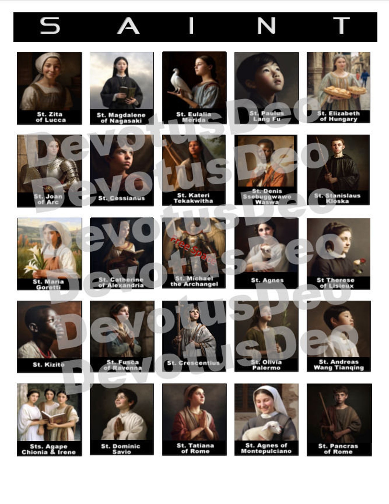 Printable Catholic Saint Bingo Game for Kids, Learn About Children ...