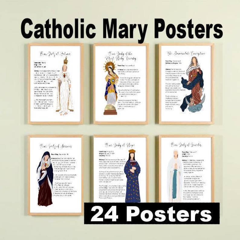 Catholic Mary Poster Set: 24 Printable Marian Apparitions (digital ...