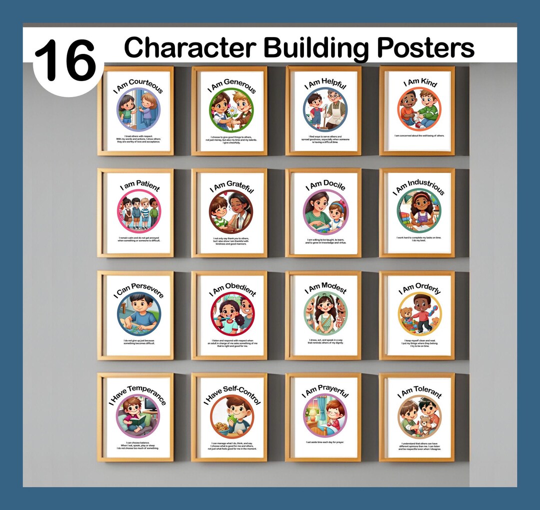 Character Building Posters for Kids, Montessori Classroom Decor ...