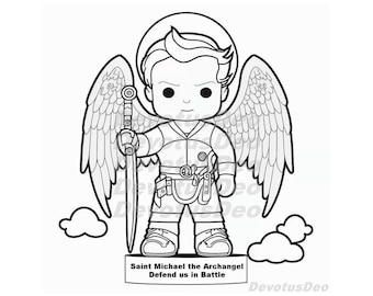 Catholic Coloring Page Saint Michael the Archangel Coloring - Etsy