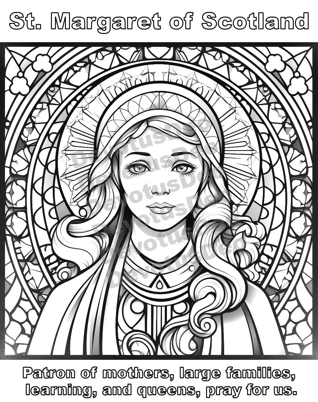 Catholic Coloring Page, Saint Margaret of Scotland, Christian, Instant ...