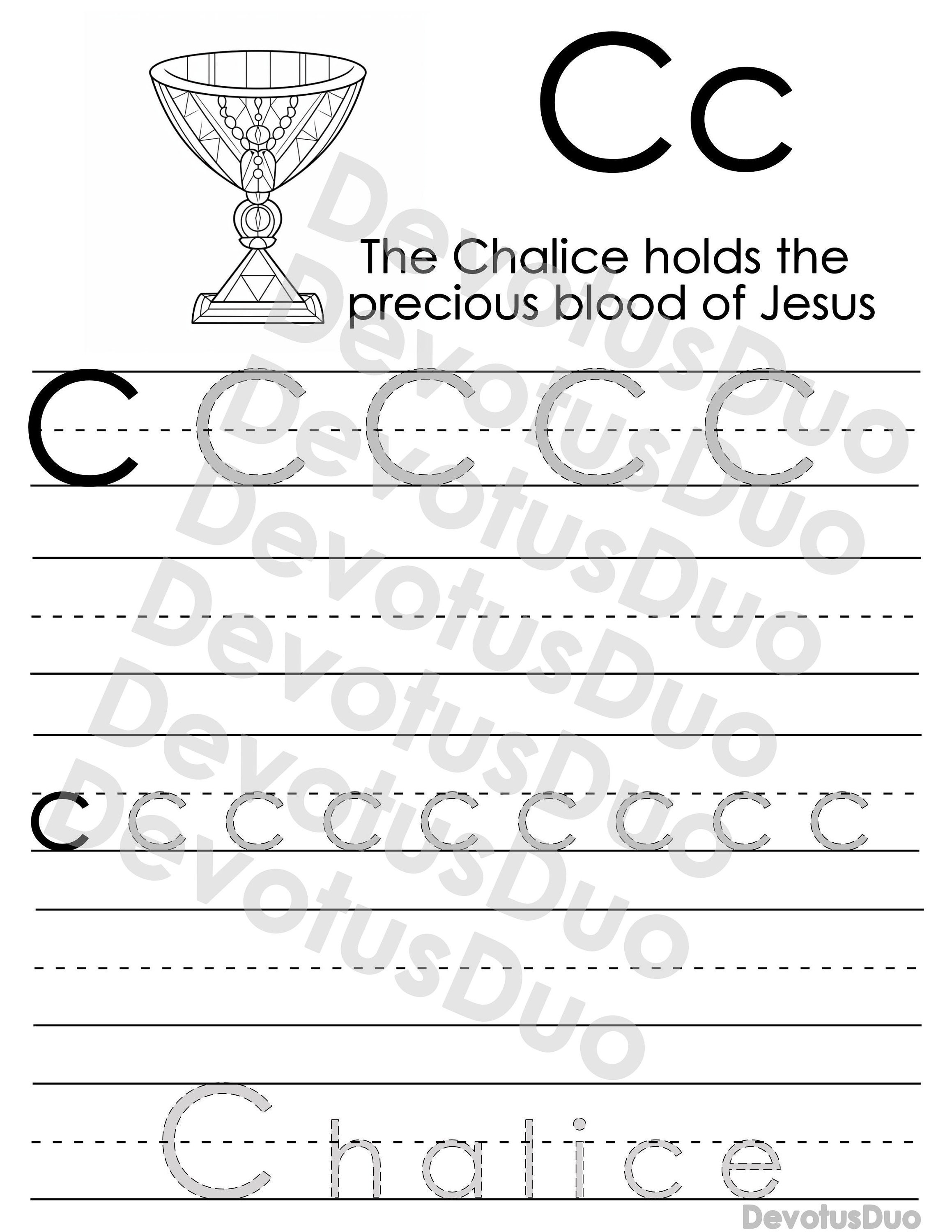 Handwriting Worksheet, Catholic, Manuscript Letter Tracing, Copywork ...