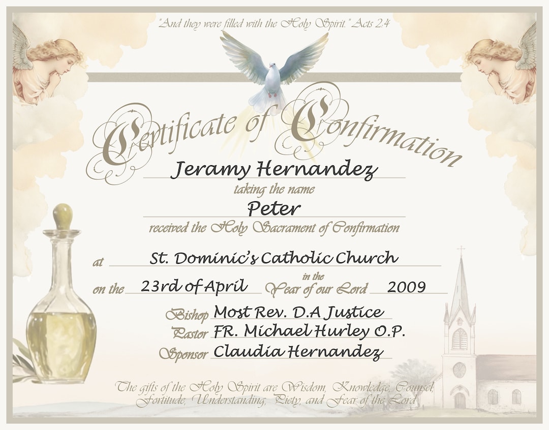 Confirmation Certificate Landscape , Customizable, Template ...