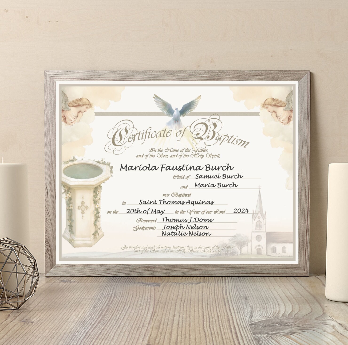 Baptism Certificate Landscape, Customizable, Downloadable, Printable ...