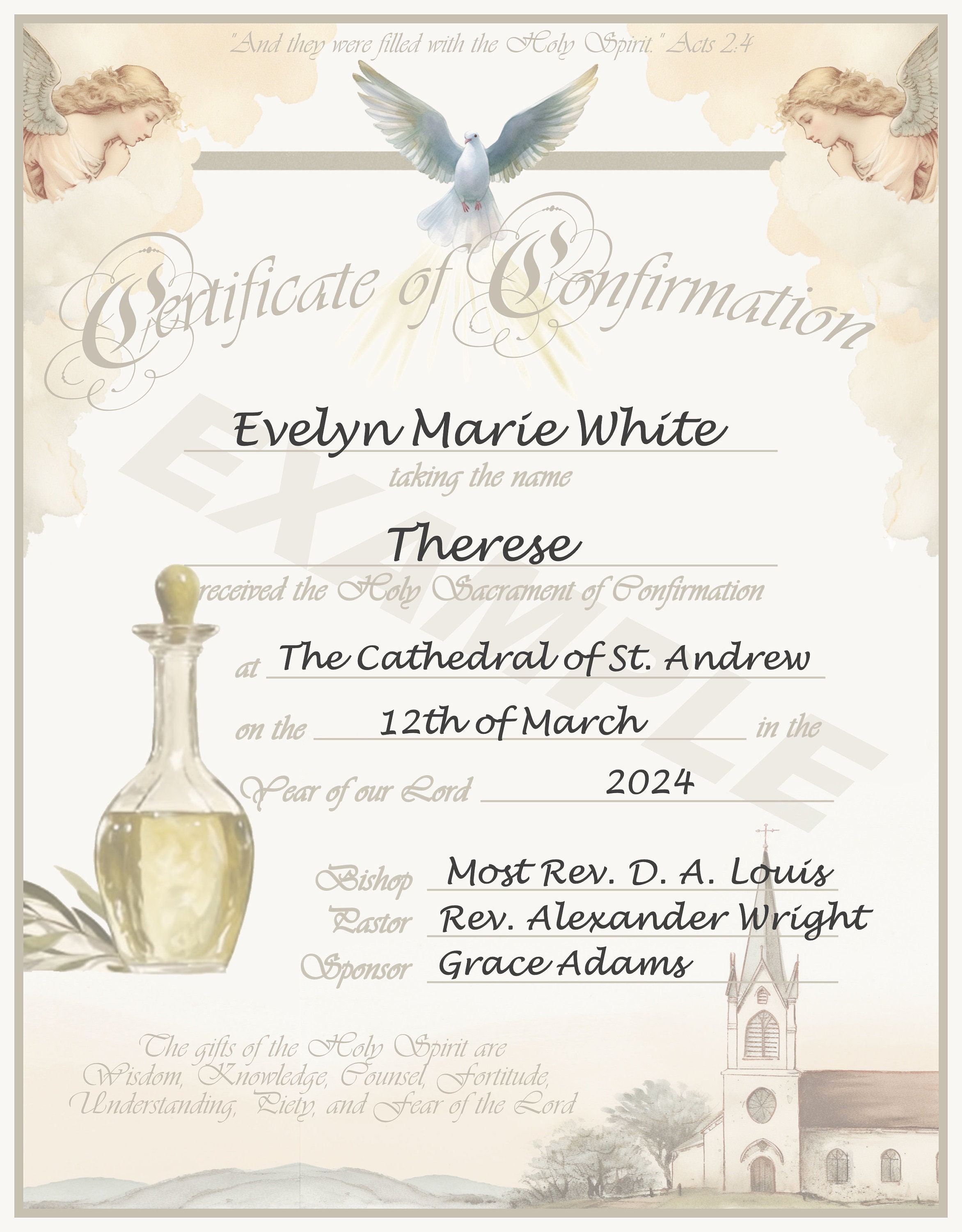 Confirmation Certificate Portrait, Customizable, Downloadable ...