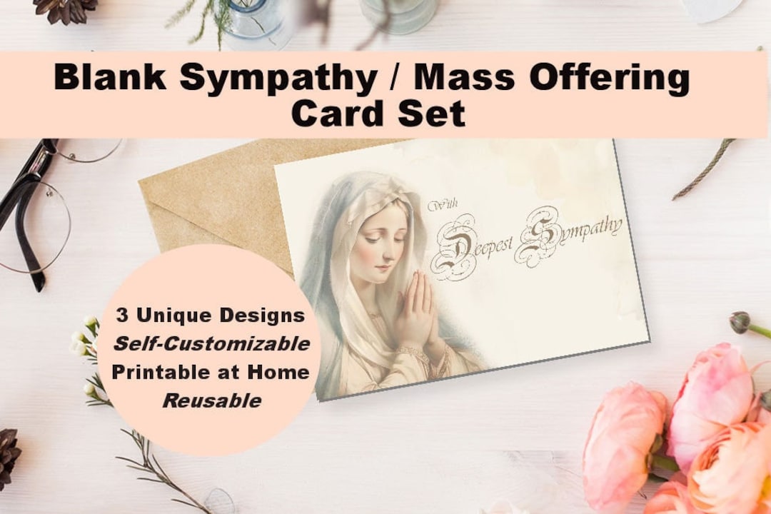 Sympathy, Mass Offering, Greeting Card Set, Customizable, Downloadable ...