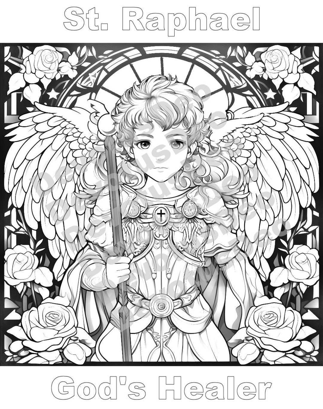 Saint Raphael the Archangel Catholic Coloring Page, Christian, Instant ...