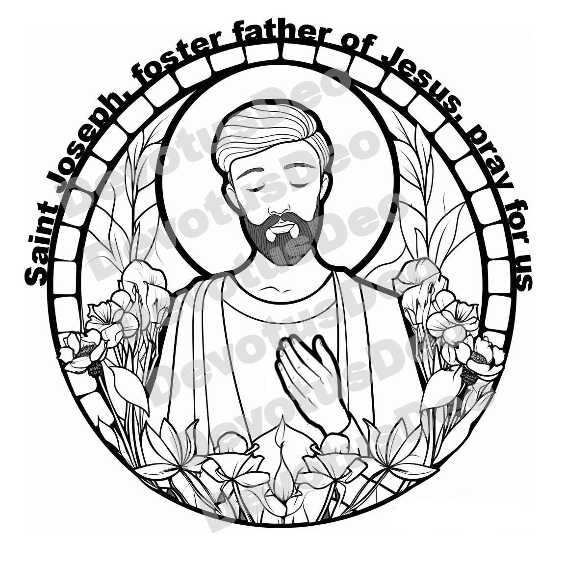 Saint Joseph Coloring Page, Catholic, Christian, Instant Download ...