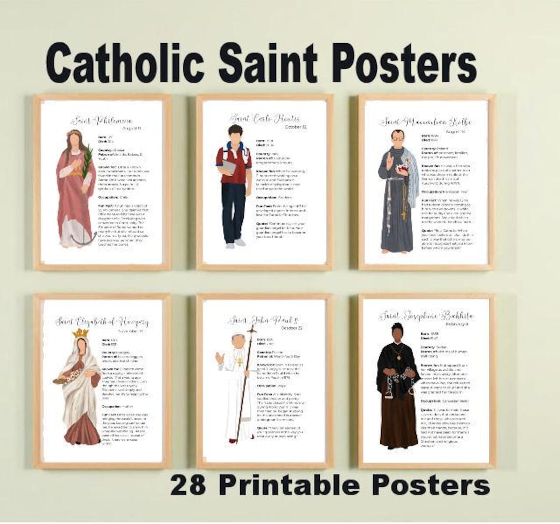 Catholic Saint Posters: Catholic Wall Art Prints (digital Download, PDF ...