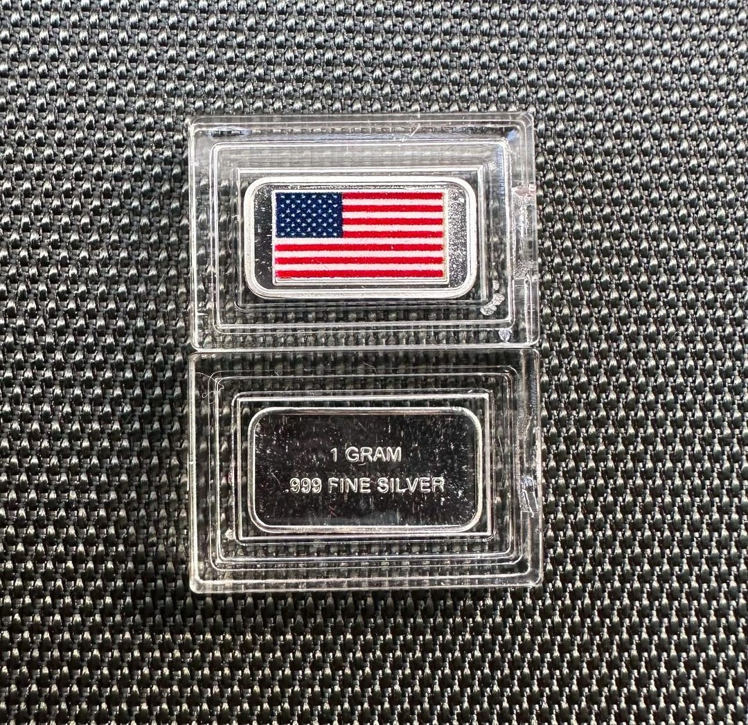1 Gram Pure 999 Silver Bullion Bar in Capsule - USA Flag, USA Silver ...