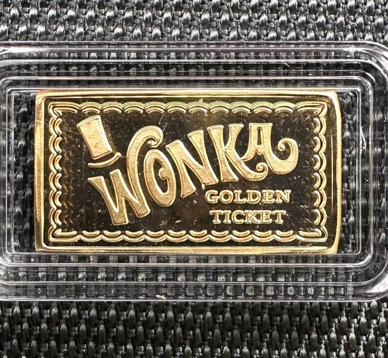 WONKA GOLDEN TICKET - 2 Gram 24k Gold Over Pure Silver Bar - 999 Silver ...