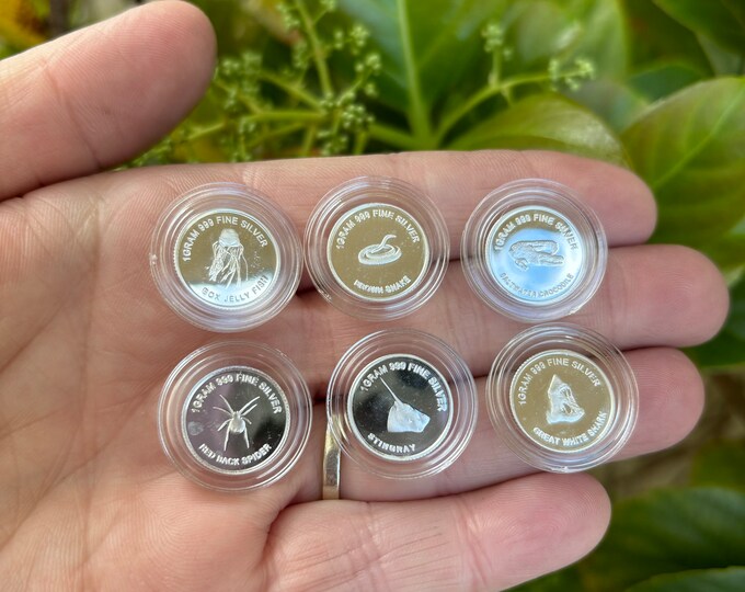 999 Silver Bullion 6 Coin Set "danger Series" - Made by SSB Mint ...