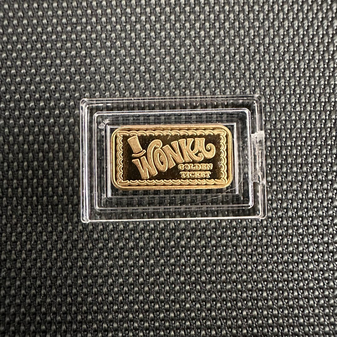 WONKA GOLDEN TICKET - 1 Gram Gold Plated Silver Bar - 999 Silver ...