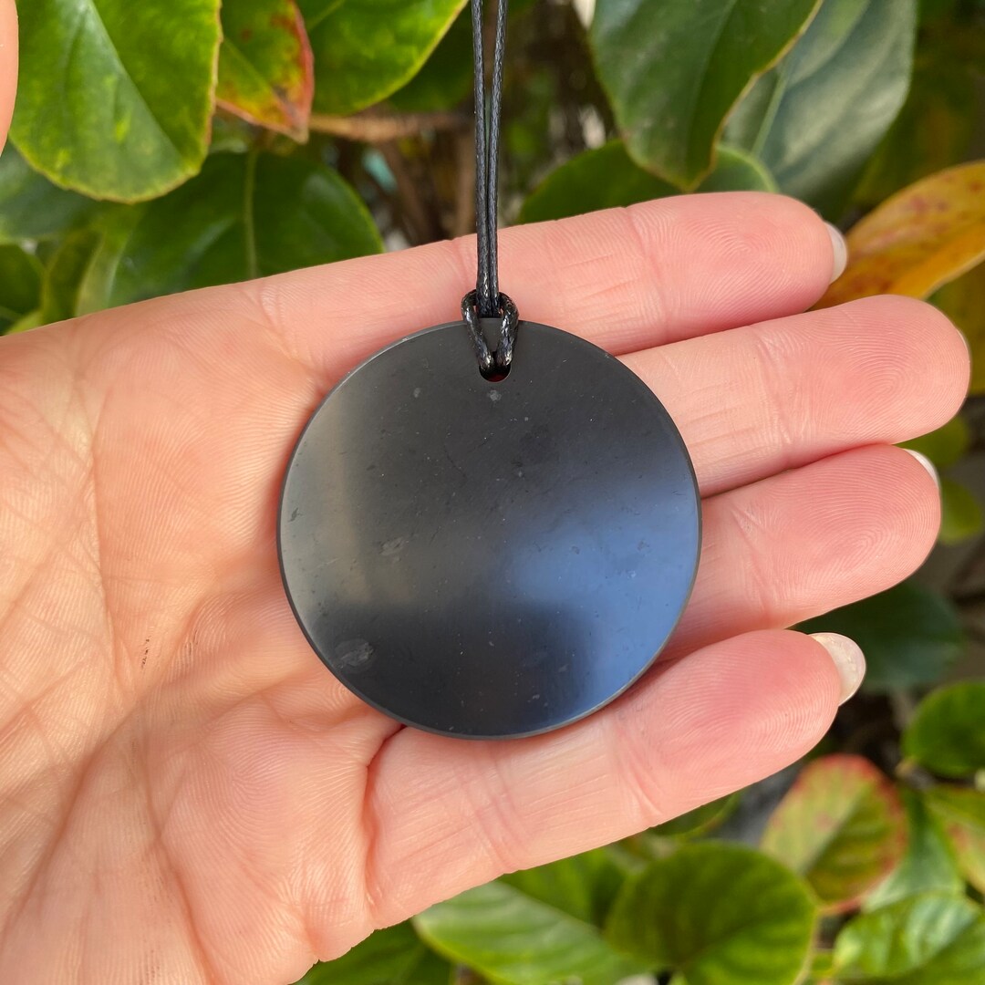 Large Shungite Pendant - 40mm Round - Genuine High Grade Shungite From ...