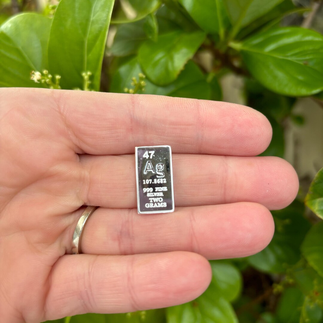 2 Gram Pure 999 Silver Bullion Bar "ag Elemental Symbol - Made by SPM ...