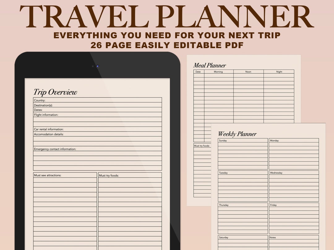 Digital Travel Planner | Travel Journal | Vacation Planner | Travel ...