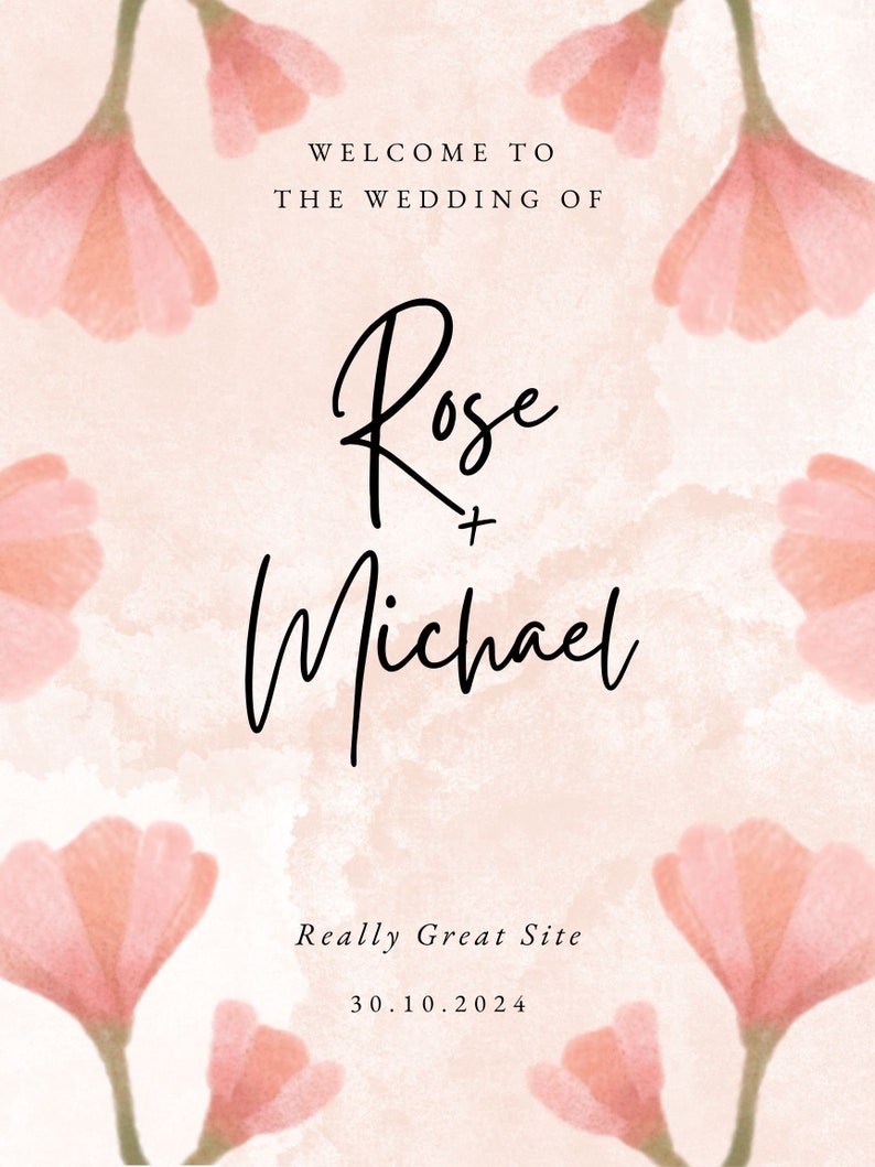Wedding Poster Welcom Template Digital Download / Pink Blush - Etsy