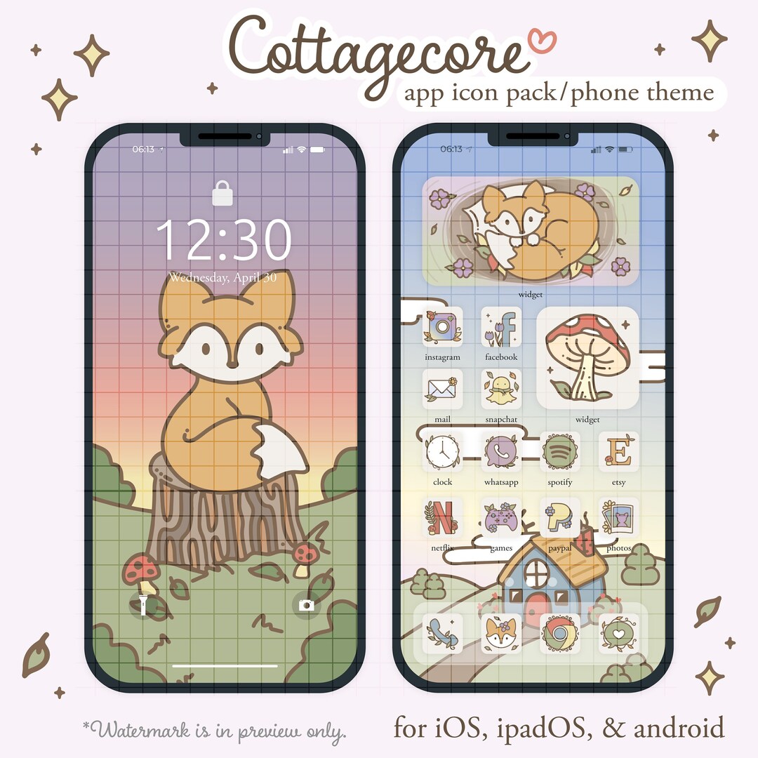 Cottagecore Icon Pack for Ios, Ipados, Android Cute Phone Theme, Fall Icons, Autumn Phone Themes ...