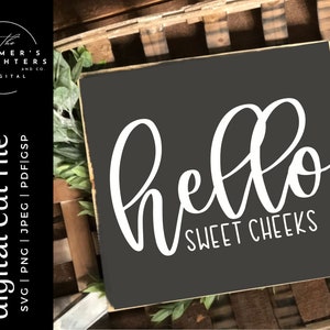Hello Sweet Cheeks SVG, Funny Sign SVG, Farmhouse SVG, Bathroom Svg ...