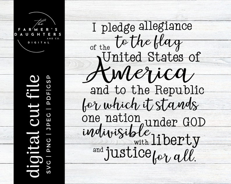 Pledge of Allegiance Svg, Americana SVG PNG PDF, 4th of July Svg ...