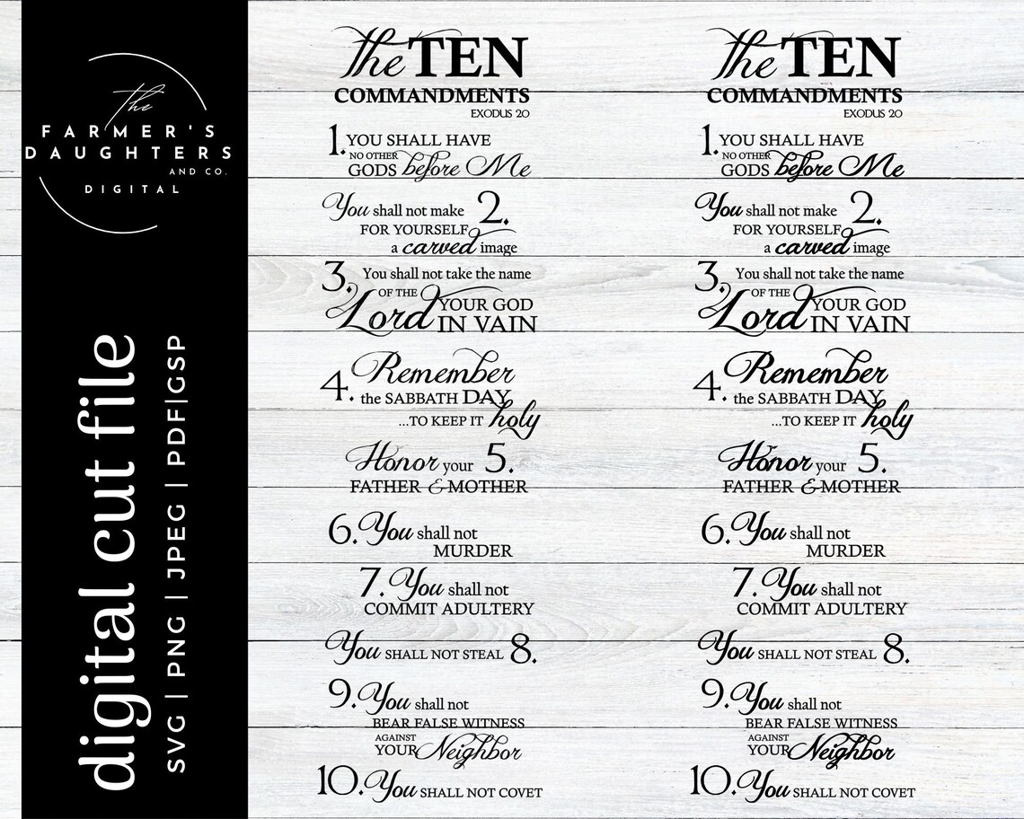 10 Commandments SVG Bible Verse Svg Christian Svg Religious Wall Decor ...
