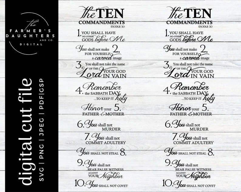 10 Commandments SVG Bible Verse Svg Christian Svg Religious Wall Decor ...