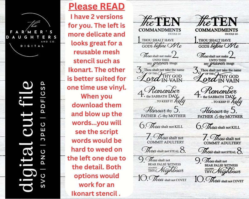 10 Commandments King James SVG Bible Verse Christian Religious Wall ...