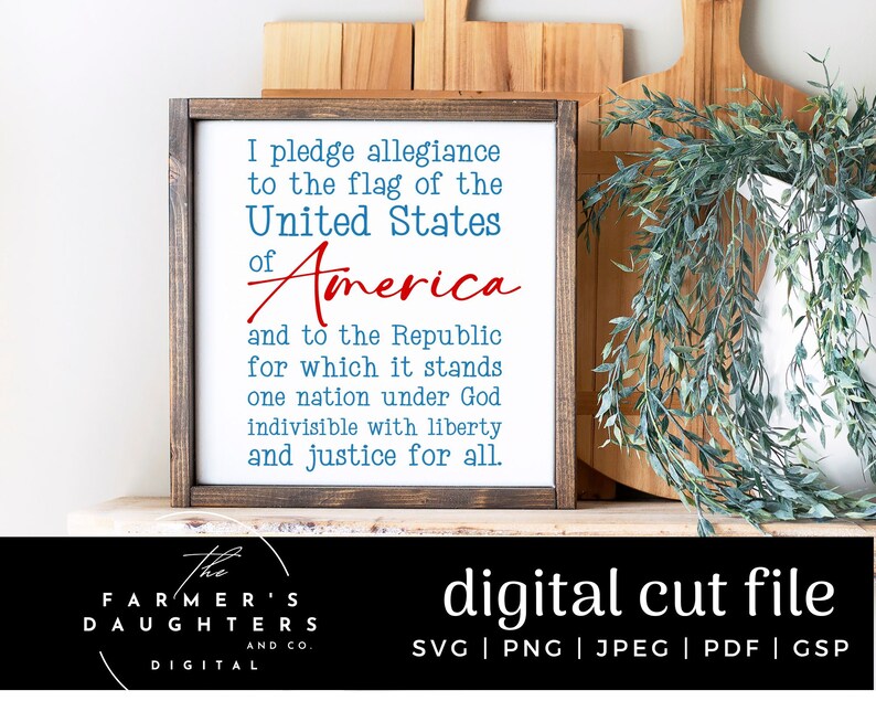 Pledge of Allegiance Svg, Americana SVG PNG PDF, 4th of July Svg ...