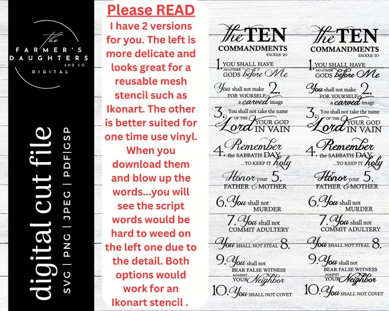 10 Commandments SVG Bible Verse Svg Christian Svg Religious Wall Decor ...