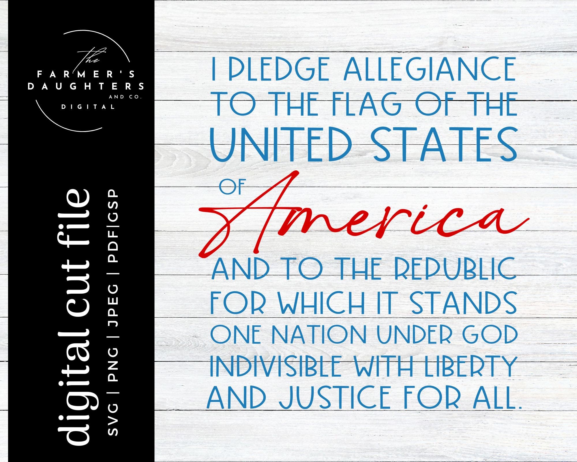 Pledge of Allegiance Svg, Americana SVG PNG PDF, 4th of July Svg ...