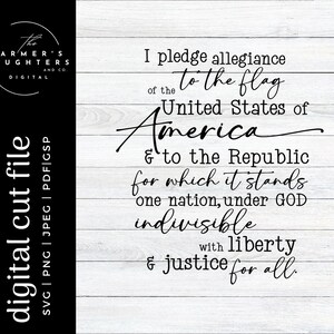 Pledge of Allegiance Svg, Americana SVG PNG PDF, 4th of July Svg ...