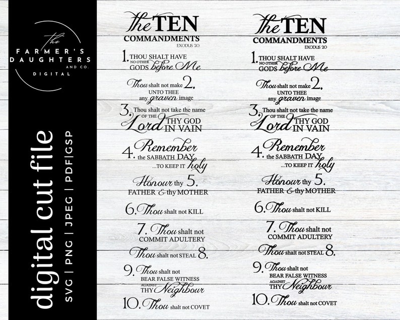 10 Commandments King James SVG Bible Verse Christian Religious Wall ...