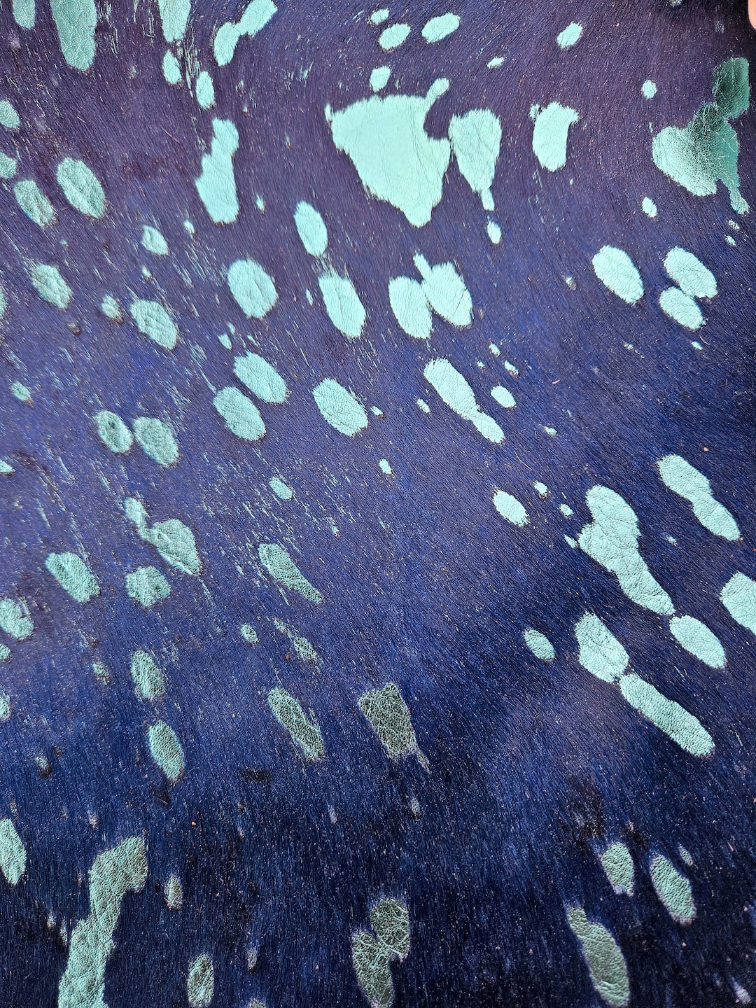 Turquoise Acid Wash Cowhide Sheets: Leather Craft Supplies - Etsy