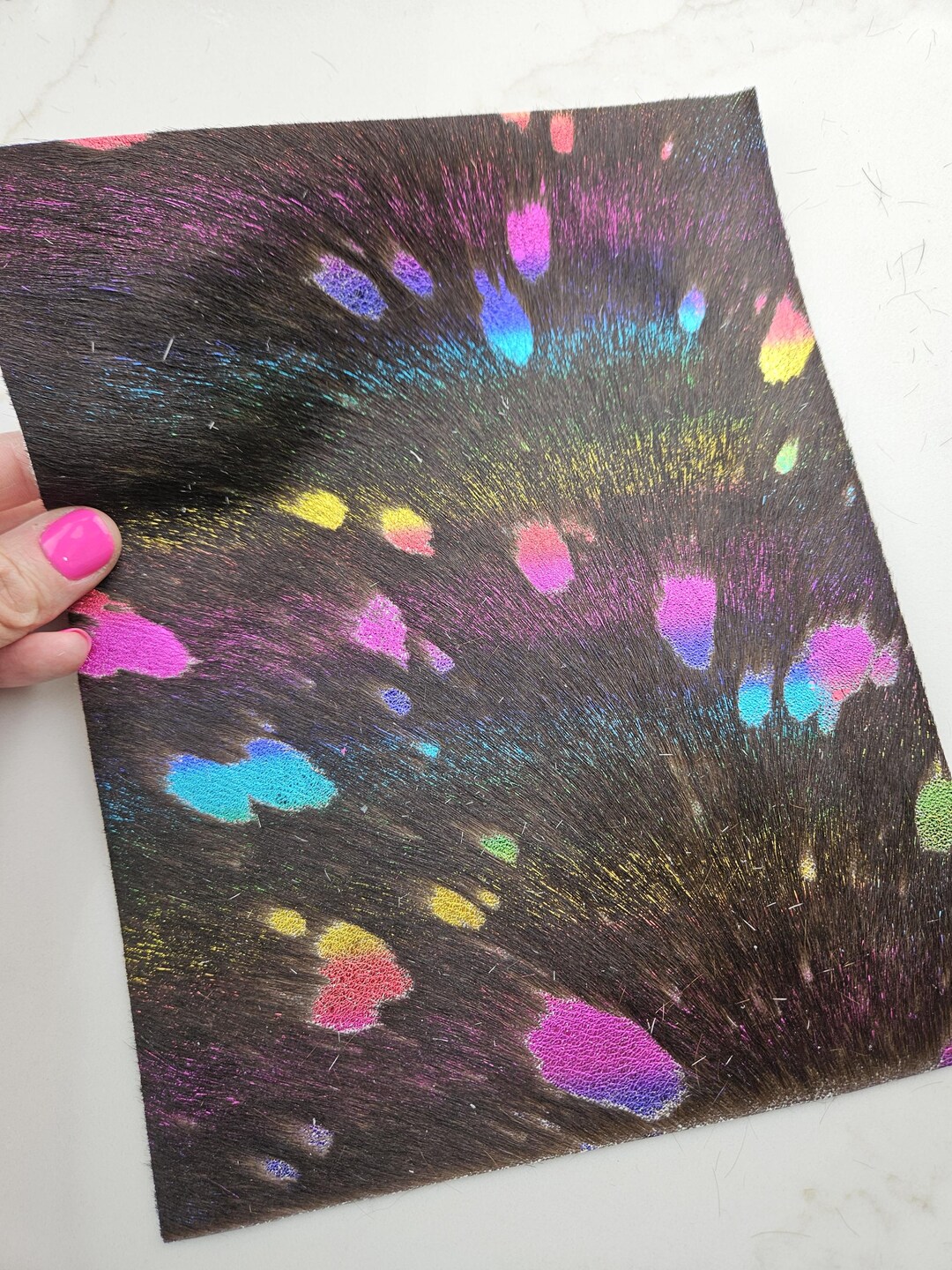 Rainbow Metallic Acid Wash Cowhide Sheets: Crafting Leather - Etsy